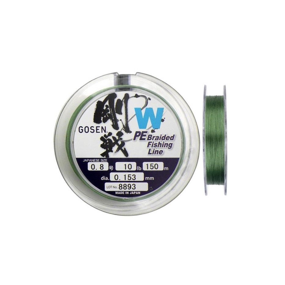 Braid Gosen W Braid - 150m or 300m spool - 4 strands - Leurre de la pêche