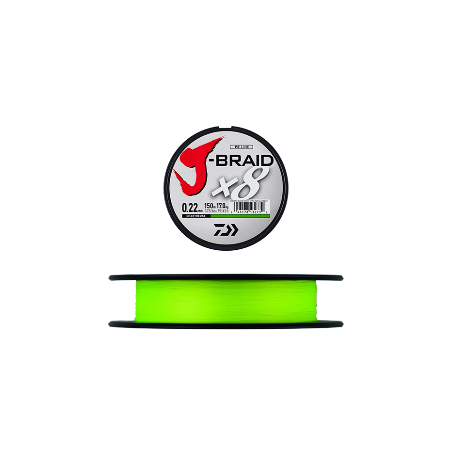 Braid Daiwa J Braid X8 Chartreuse 300m - Leurre de la pêche