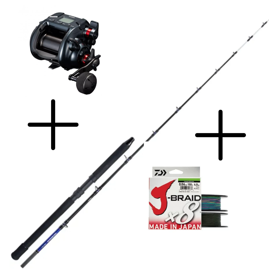 Kit de Pesca Shimano Technium Deep Drop & Carrete Plays 3000 A con Hilo ...
